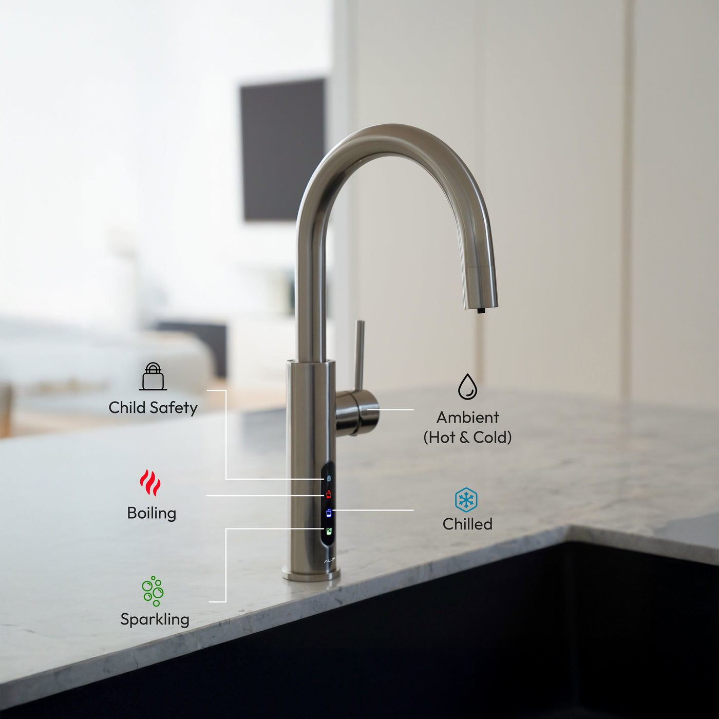 Alia X51 Instant Boiling Filtered Water Tap - Blue Bathware